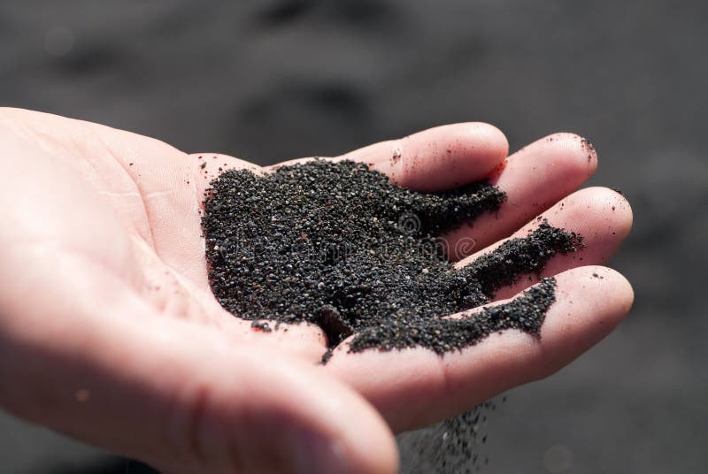 Black sand in Iceland stock image. Image of finger, black - 21149349