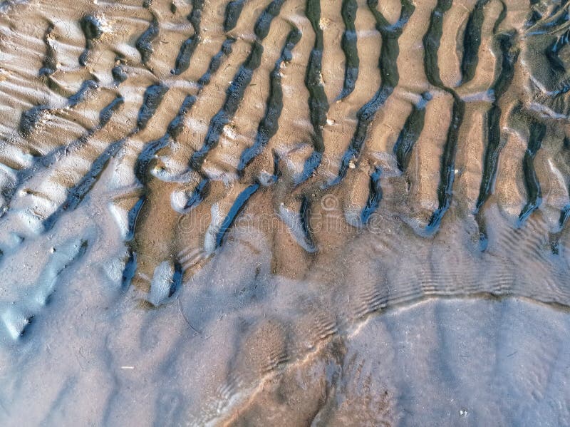 The Black Sand on the River Forms a Unique Texture Stock Image - Image ...