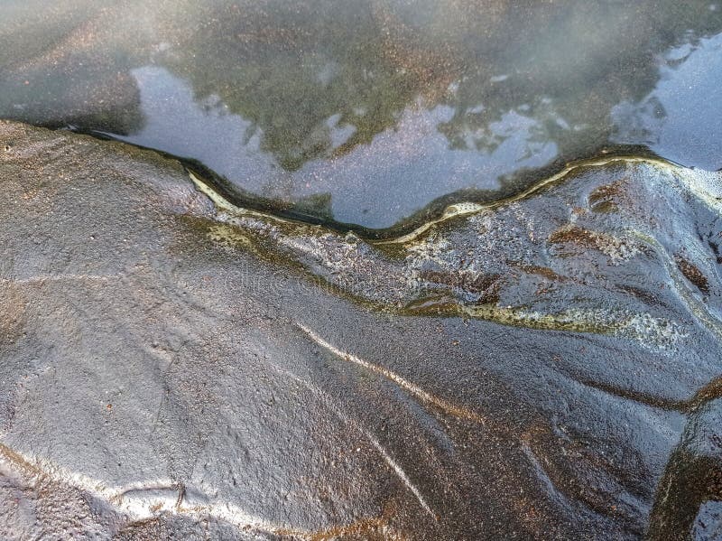 The Black Sand on the River Forms a Unique Texture Stock Photo - Image ...