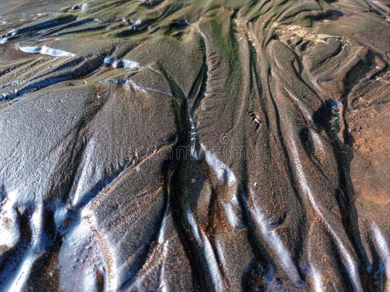 The Black Sand on the River Forms a Unique Texture Stock Photo - Image ...