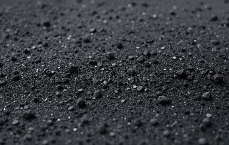 Black Sand Texture with Glittering Particles Ground Surface Background ...