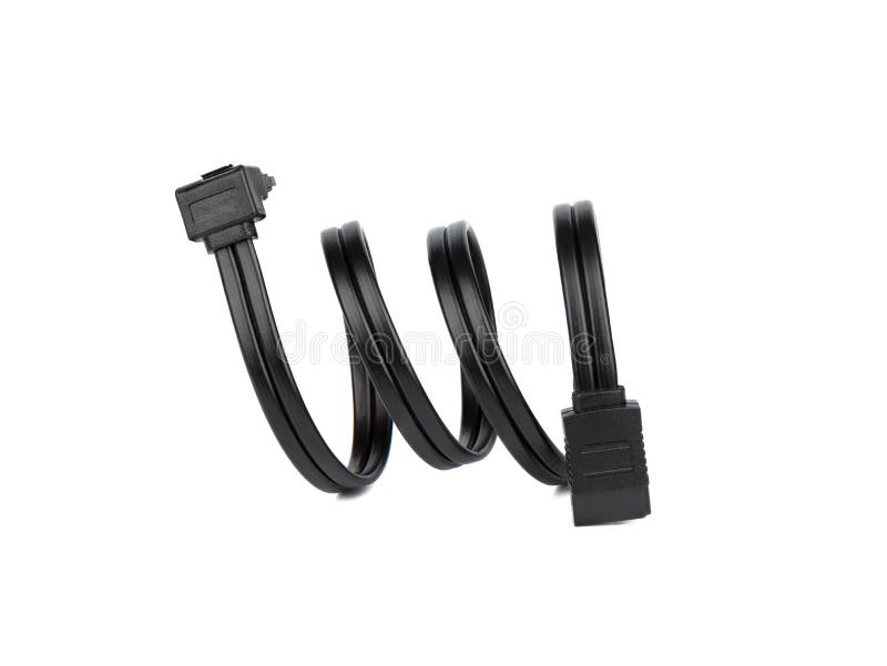 Black SATA Cable Twisted in Spring Isolation on White Background. Stock ...