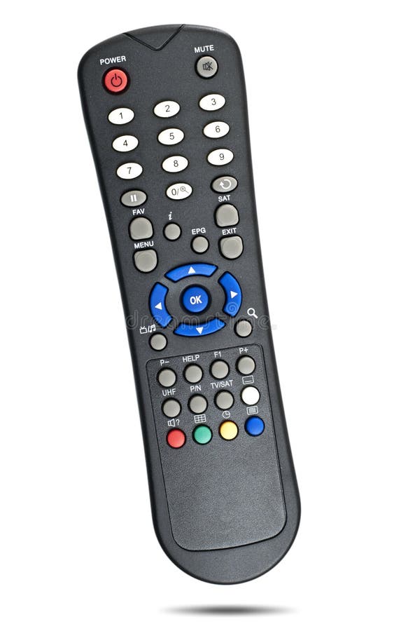 Black Satellite Receiver TV Remote Stock Photo - Image of desk ...