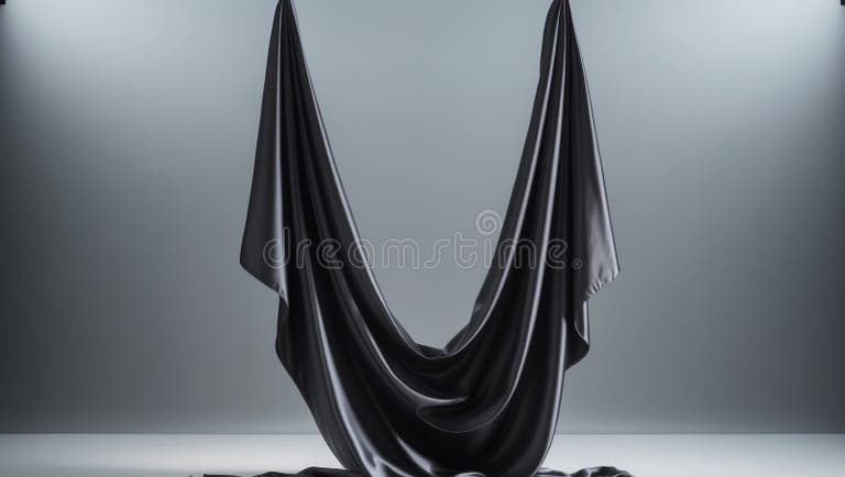 Black Satin Drape on Dark Studio Background Stock Image - Image of ...