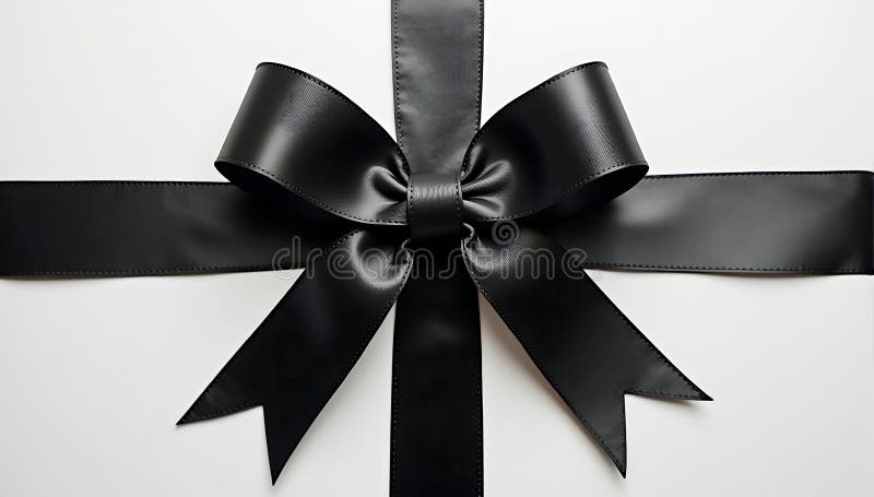 Black Satin Ribbon Bows on a White Background Stock Illustration ...