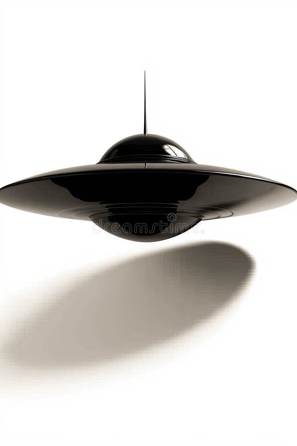 Intriguing Black Saucer Shaped UFO Floats Against a Stark White ...
