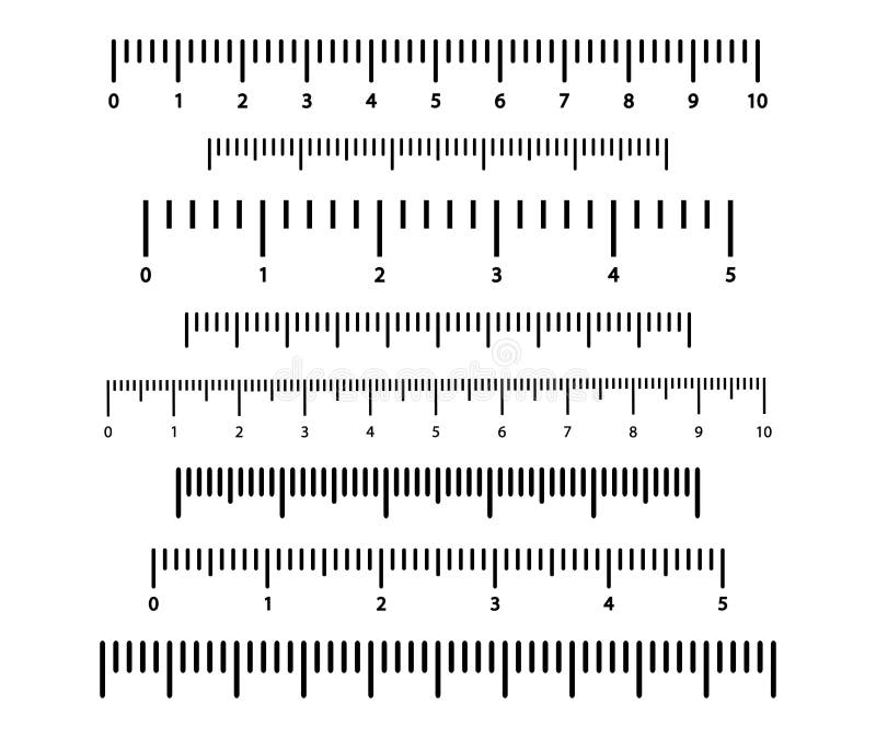 Black Set of Rulers with White Markup. Vector Stock Illustration ...