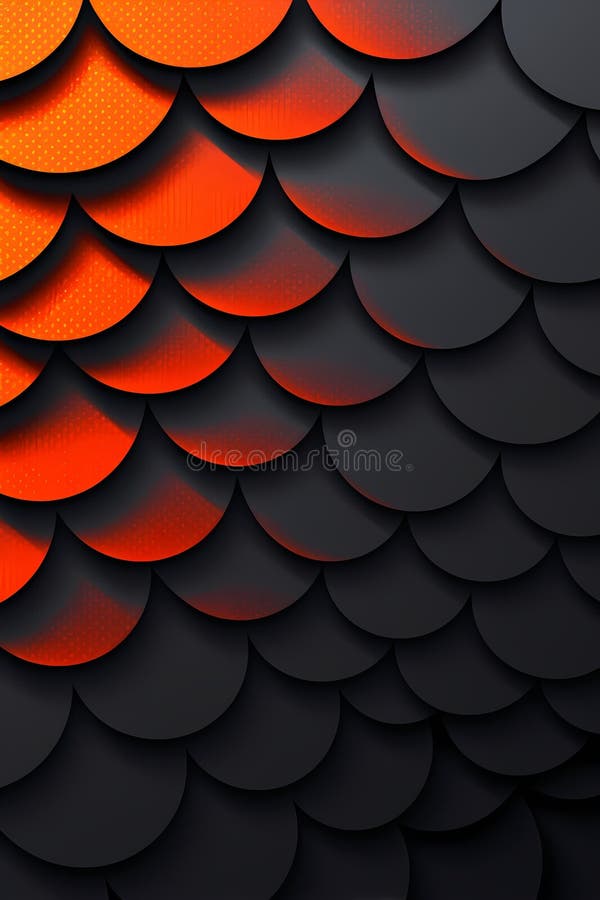 Black Scales Pattern Abstract Background with Red Neon Lights ...