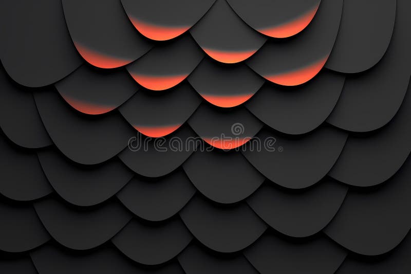 Black Scales Pattern Abstract Background with Red Neon Lights ...
