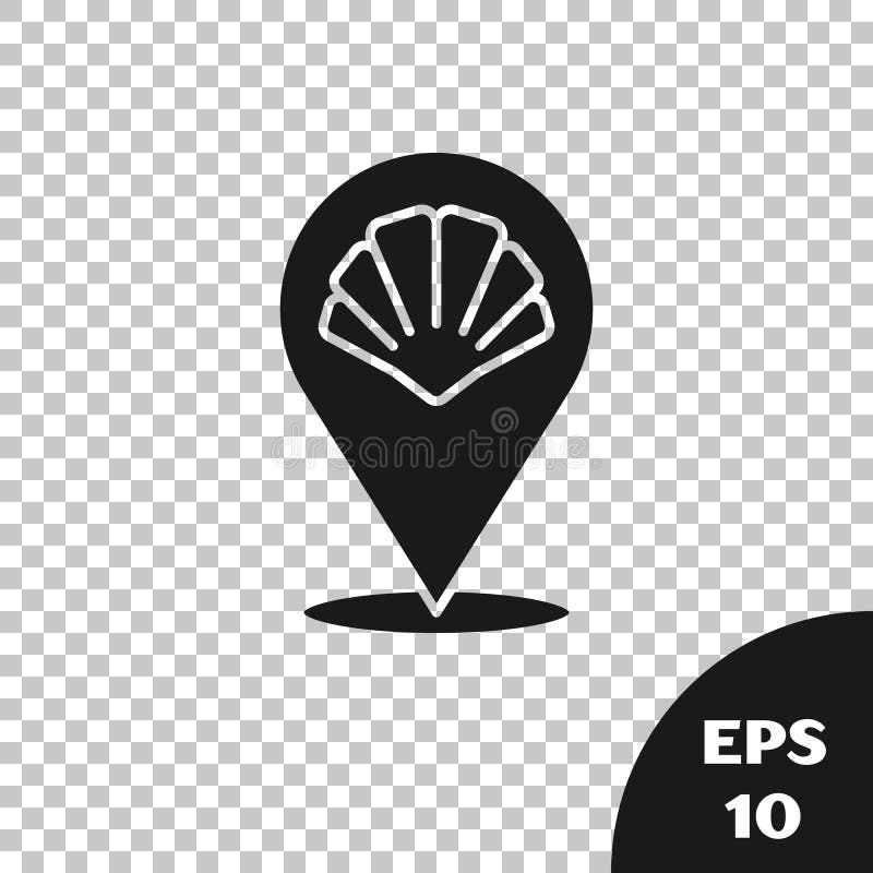 Black Scallop Sea Shell Icon Isolated on Transparent Background ...