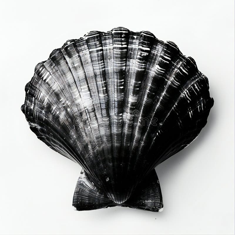 Black Scallop Shell Isolated on a White Background, Render Stock ...