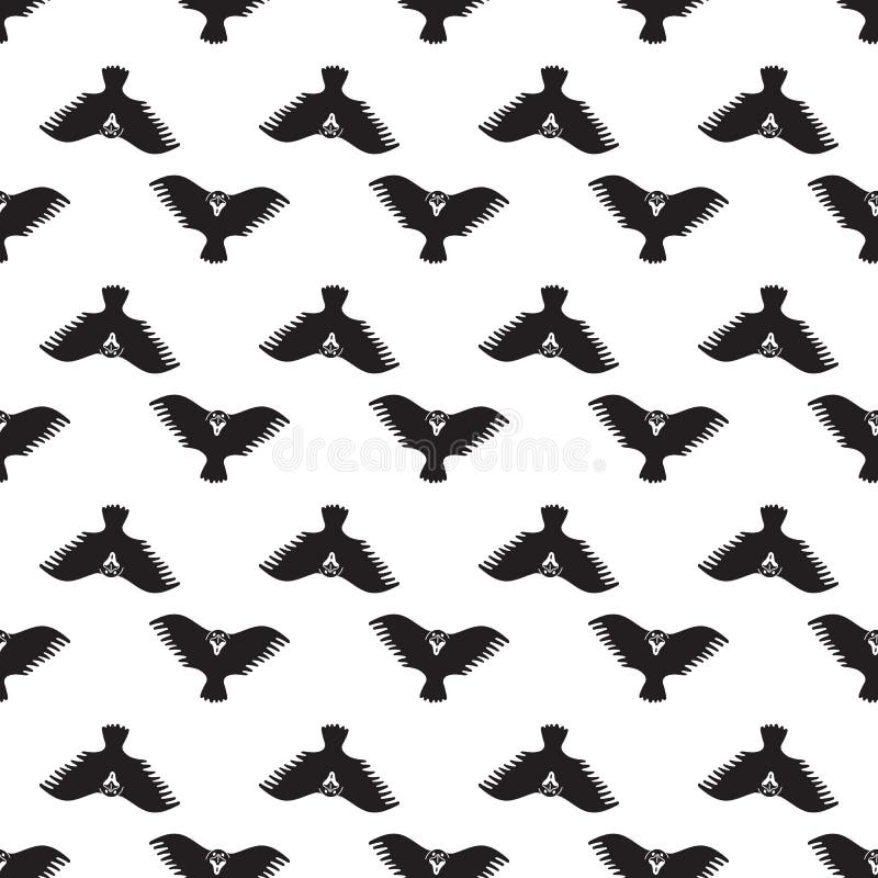 Black Scary Bird Pattern Seamless Vector Stock Vector - Illustration of ...
