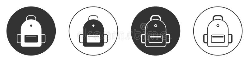 Black School Backpack Icon Isolated on White Background. Circle Button ...