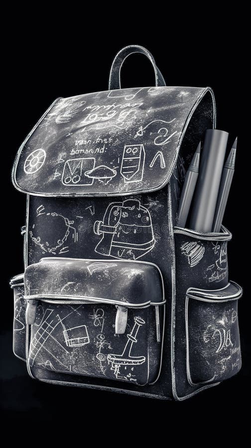 Black School Backpack, Painted with Chalk, Generative AI. Stock ...