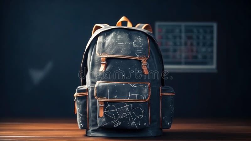 Black School Backpack, Painted with Chalk, Generative AI. Stock ...