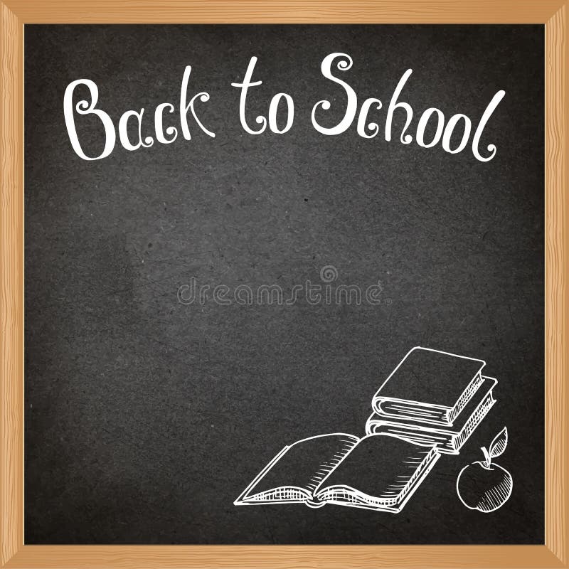 Black School Blackboard with Chalk-drawn School Objects. Vector Stock ...