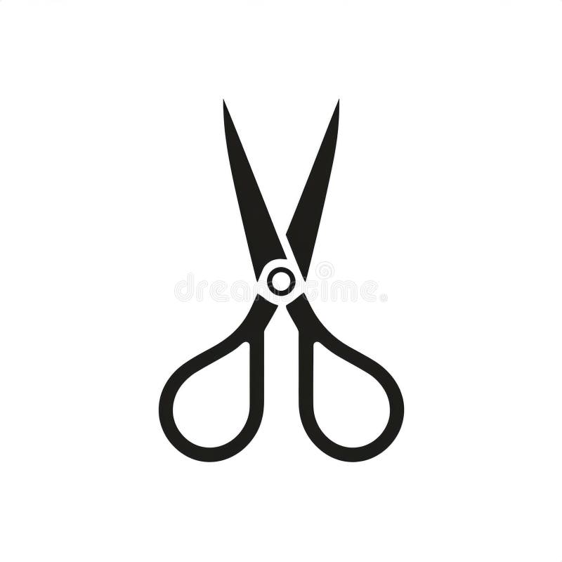 Black Scissors Icon Isolated on White Background, Simple Outline with ...