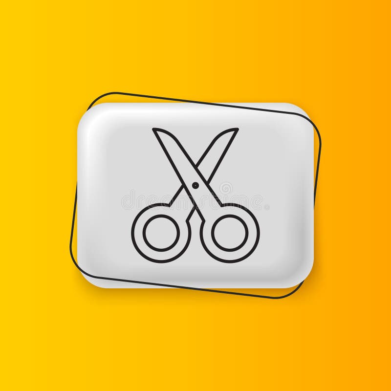 Black Scissors Icon Isolated on Yellow Background. Cutting Tool Sign ...