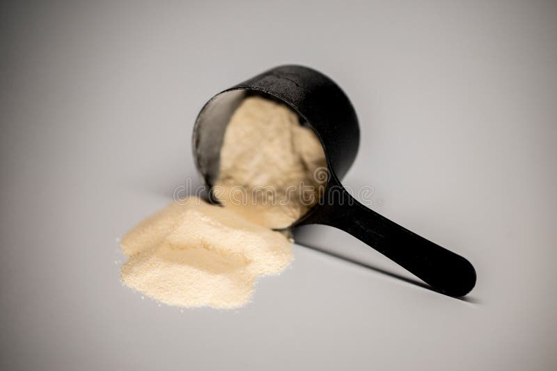 Black Scoop with Protein Powder Spilling Stock Photo - Image of ...