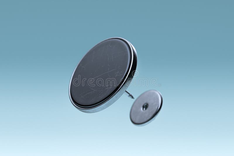 Black Scratched Blank Pin Button with Empty Space Isolated on Blue ...