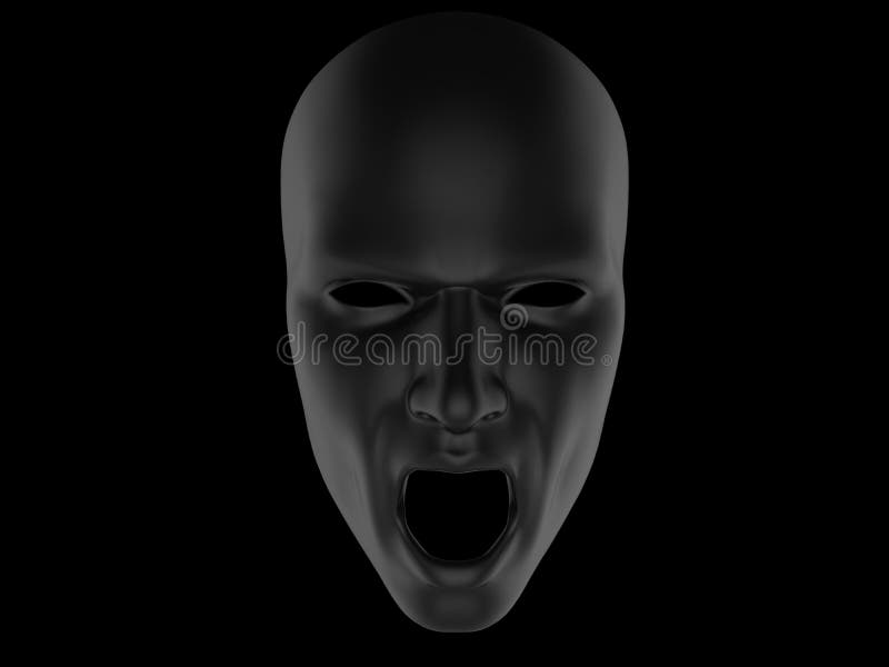Red Screaming Computer Generated Face - Isolated on Black Background ...