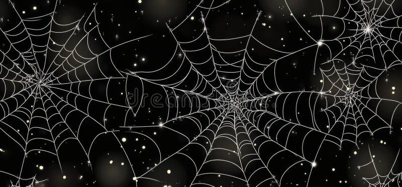 A Black Screen Displays White Spider Webs, Which are Thin and Long ...