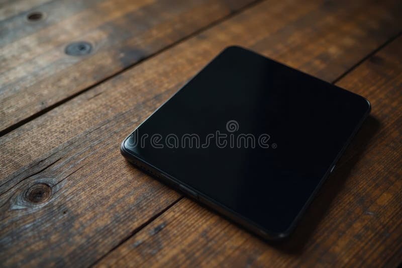 Black Screen Smartphone Tablet on Rustic Wood , Tech, Tablet, Screen ...
