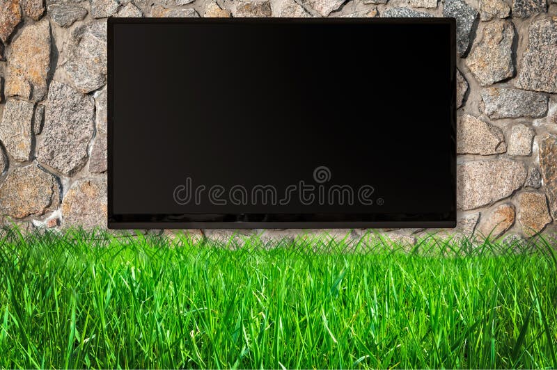 Black Screen on the Wall of Stone Stock Image - Image of architecture ...