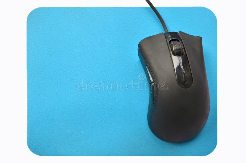 Black Scroll Mouse on Blue Pad Stock Photo - Image of mousepad ...