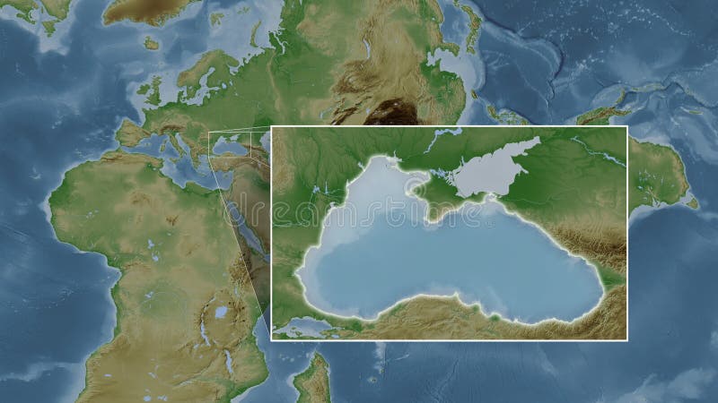 Black Sea. Pale Map. Patterson Cylindrical. Diagram Stock Footage ...