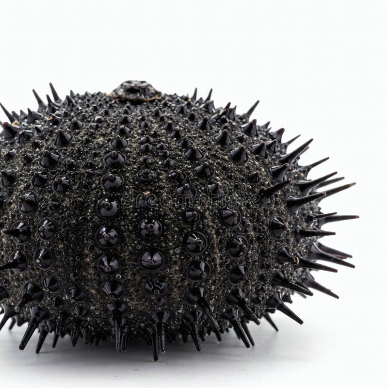 Black Sea Urchin Isolated on White Background. Studio Shot. Stock ...