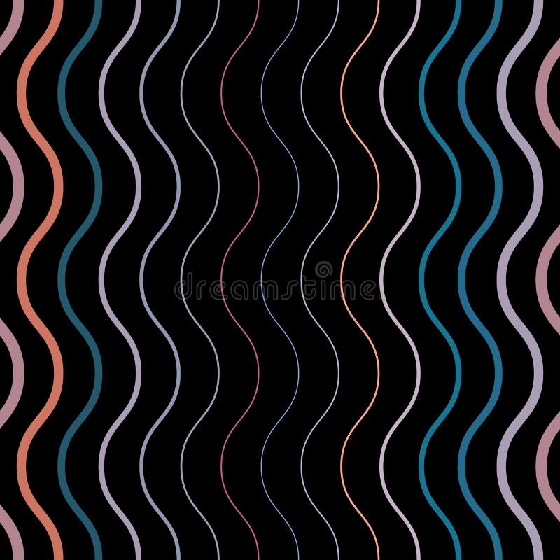 Black Seamless Repeat Pattern with Vertical Wavy Stripes, Colorful ...