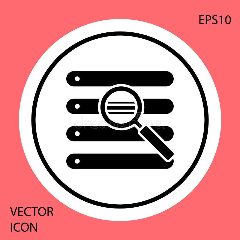 Black Search in a Browser Window Icon Isolated on Red Background. White ...