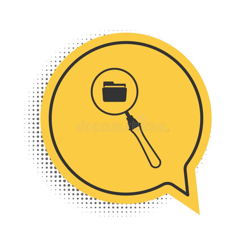 Black Search Concept with Folder Icon Isolated on White Background ...