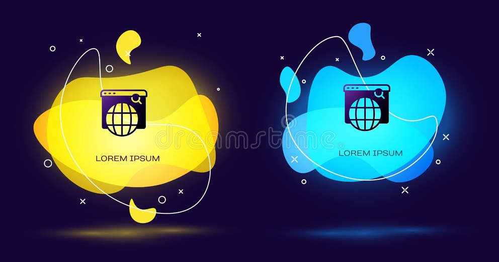Black Search Engine Icon Isolated on Black Background. Abstract Banner ...