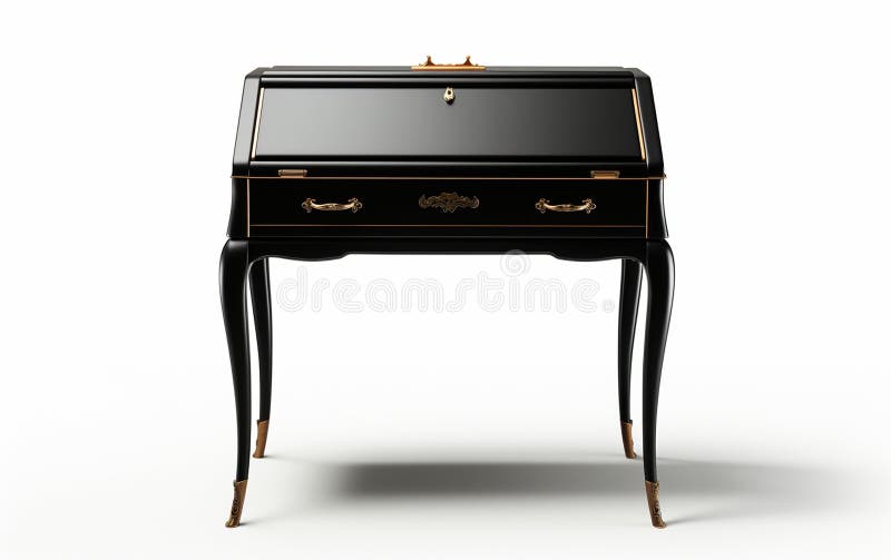 Black Secretary Desk Against a White Background -Generative Ai Stock ...