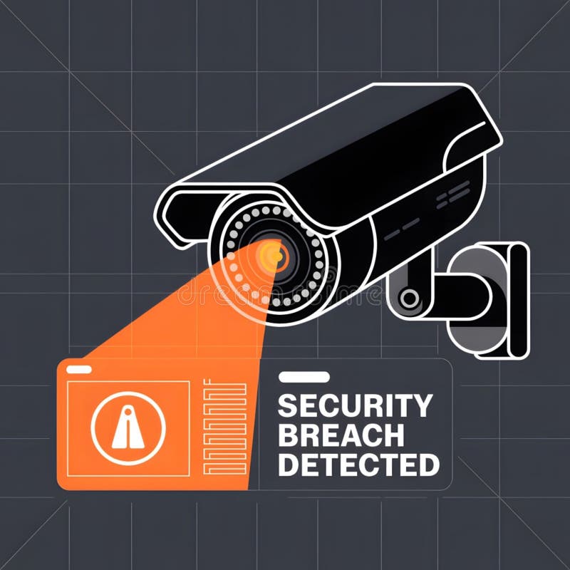 Security Breach Detected Illustration Black Security Camera Orange ...