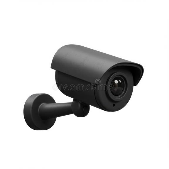 Black Security Camera on Wall Mount Stock Illustration - Illustration ...
