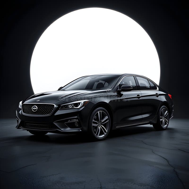 Black Sedan Car Posing in Studio with Dramatic Lighting Stock Image ...