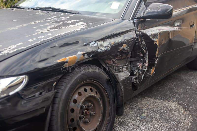 Driver Side Accident Damage Stock Photo - Image of misfortune, crash ...