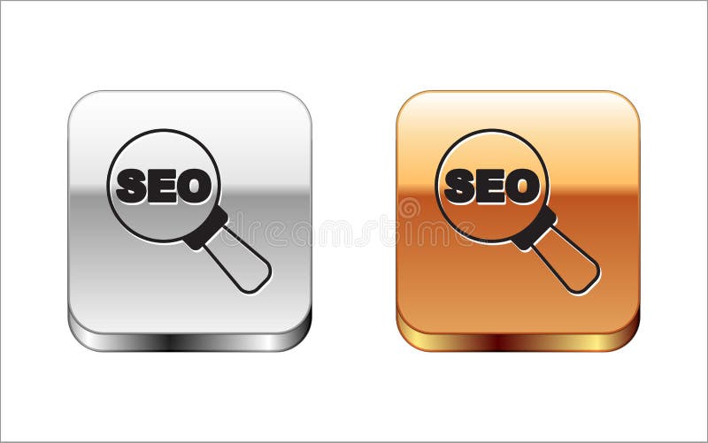 Black SEO Optimization Icon Isolated on White Background. Silver and ...