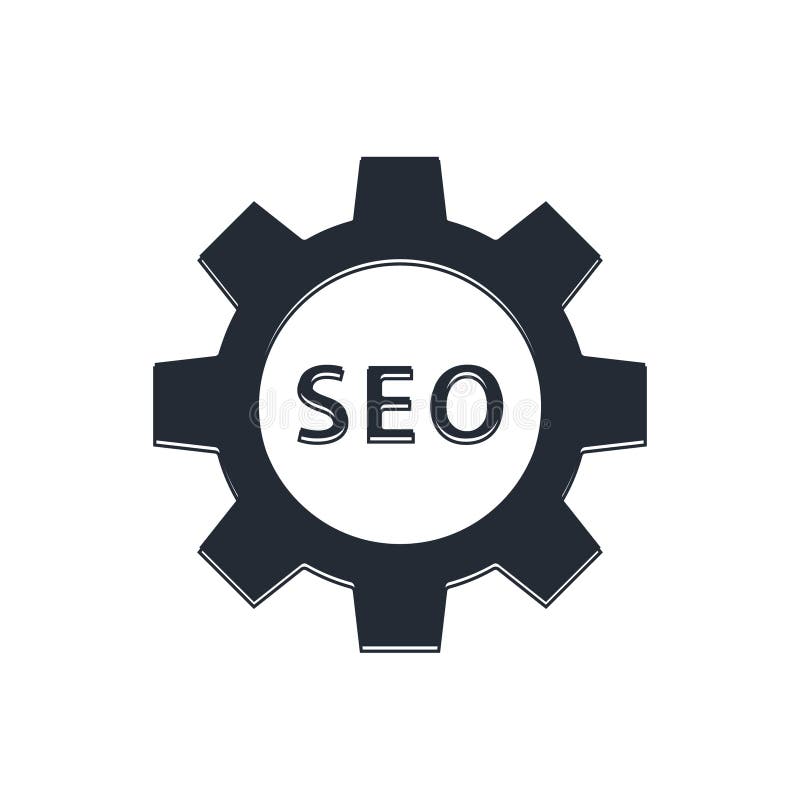 Black Seo Tag with Gear Wheel Icon Isolated on White Background. Vector ...