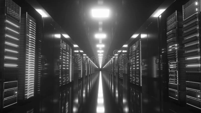 A Modern Data Center with Racks of Servers, Cooling Systems Stock ...