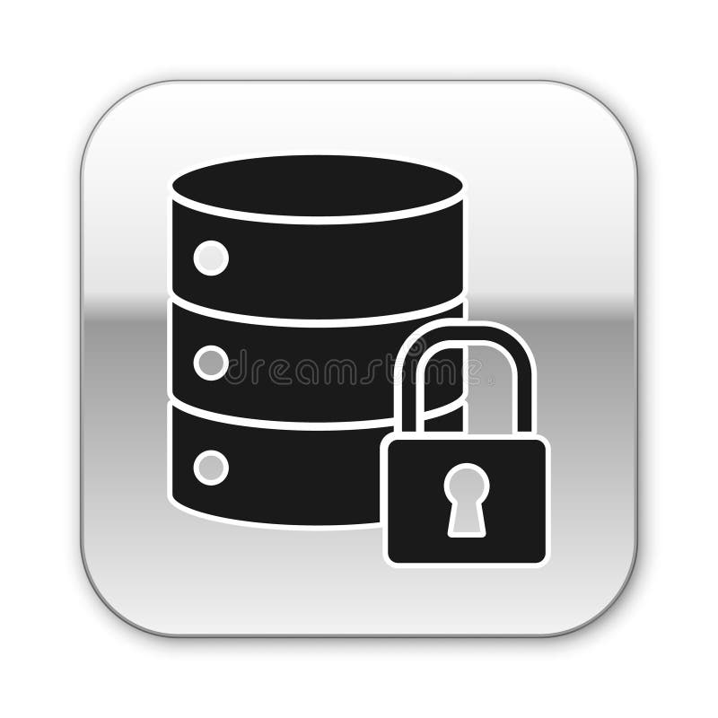 Black Server Security with Closed Padlock Icon Isolated on White ...