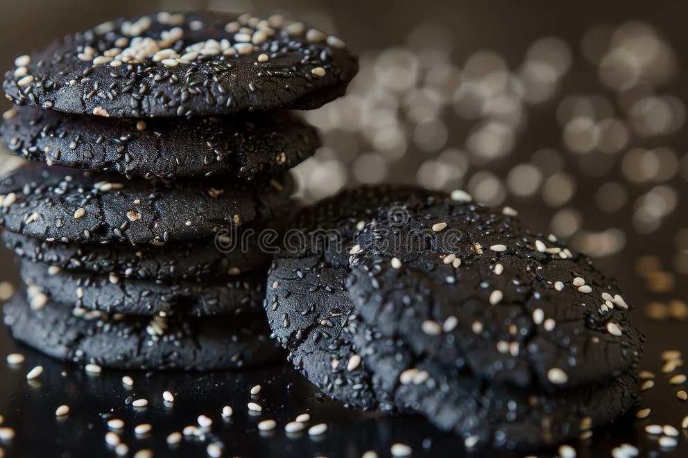 Black Sesame Cookie Delight Stock Photo - Image of delectable, crispy ...