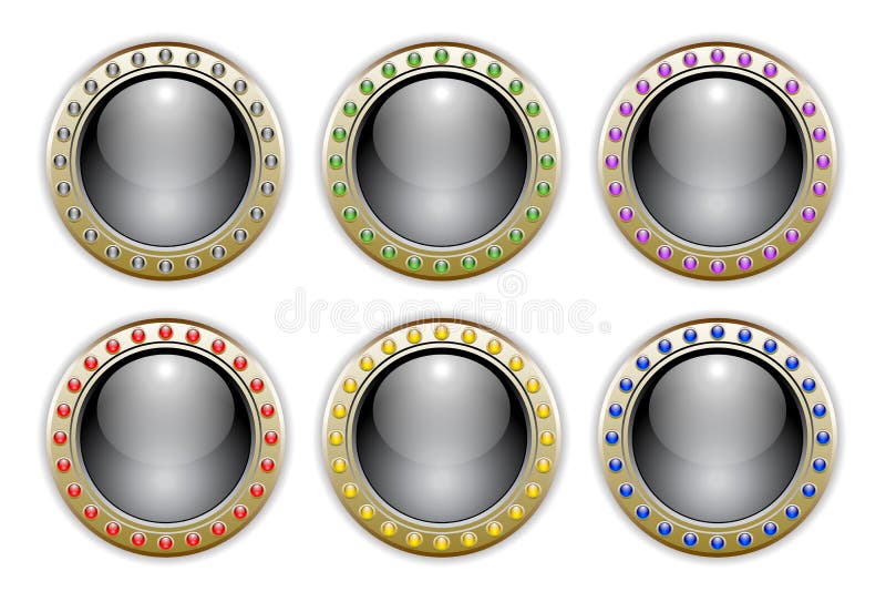 Black Set of 6 Color Combinations Glossy Buttons Stock Illustration ...