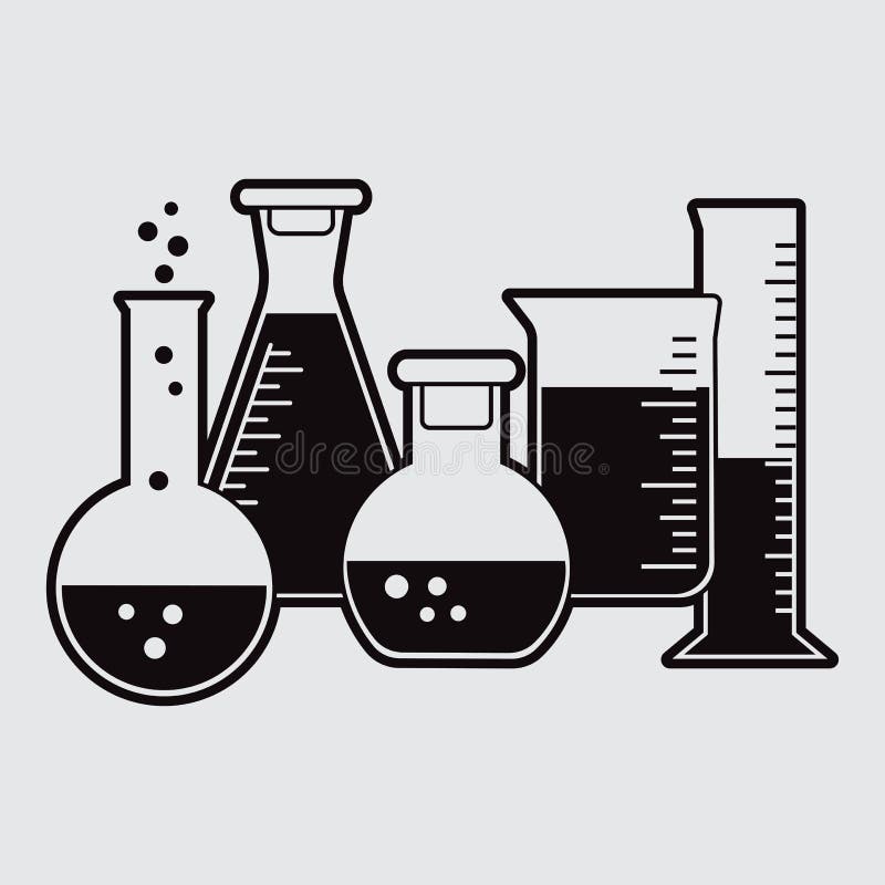 Black Set of Chemical Flask with Liquid. Vector Stock Illustration ...