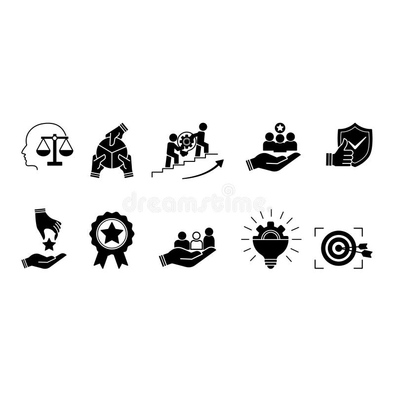 Black Set of Core Values Icons. Stock Vector - Illustration of ...