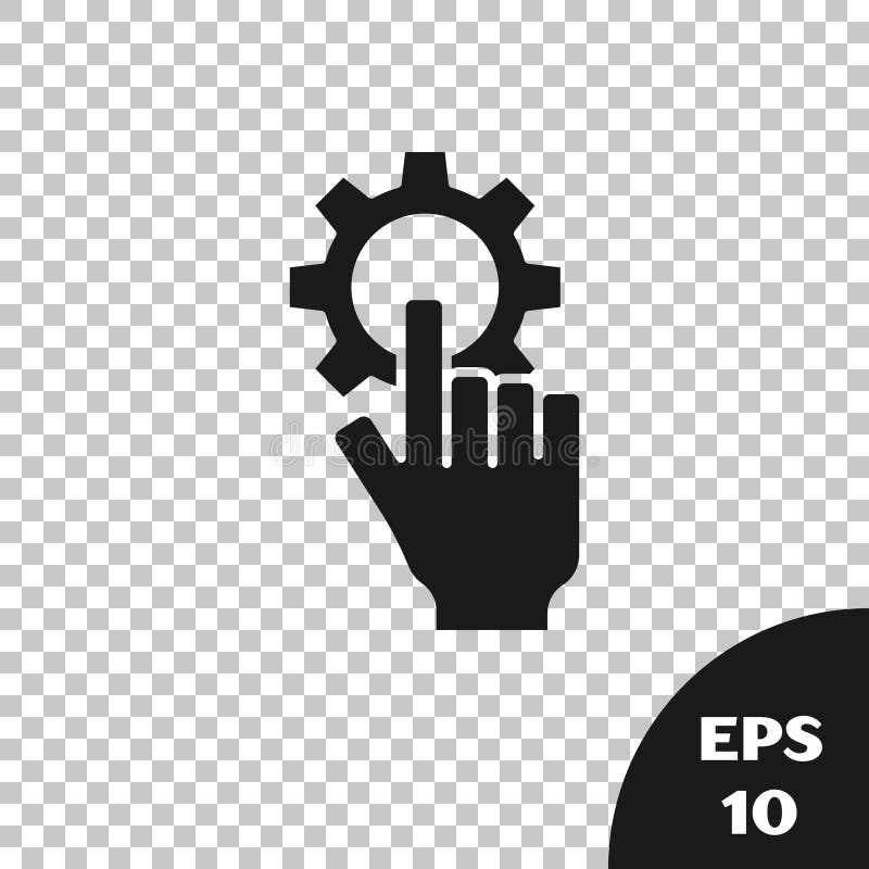 Black Settings in the Hand Icon Isolated on White Background. Yellow ...