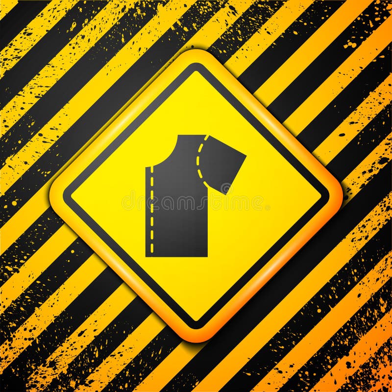 Black Sewing Pattern Icon Isolated on Yellow Background. Markings for ...